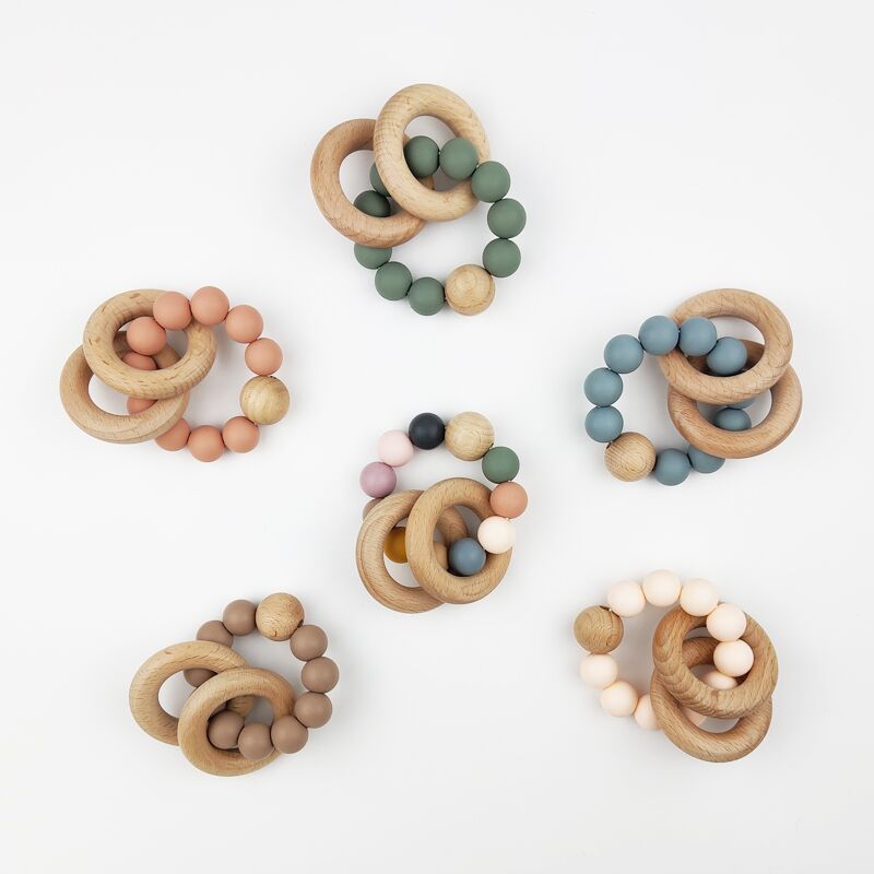 Silicone Wooden Teether Ring | siliconedx
